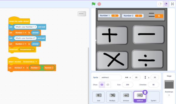 Calculator using Scratch Programming - Skills Schoolz